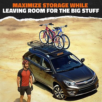 Mockins 85"x24"x4" Narrow Roof Rack Basket with 20 Cubic Feet Rooftop ...