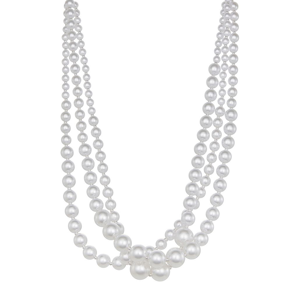 You're Invited Simulated Pearl Social Multirow Necklace