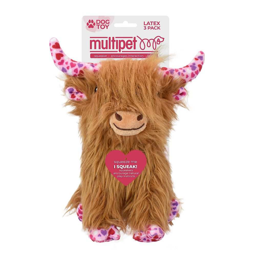 Multipet 8-Inch Highland Cow Shaggy Dog Toy