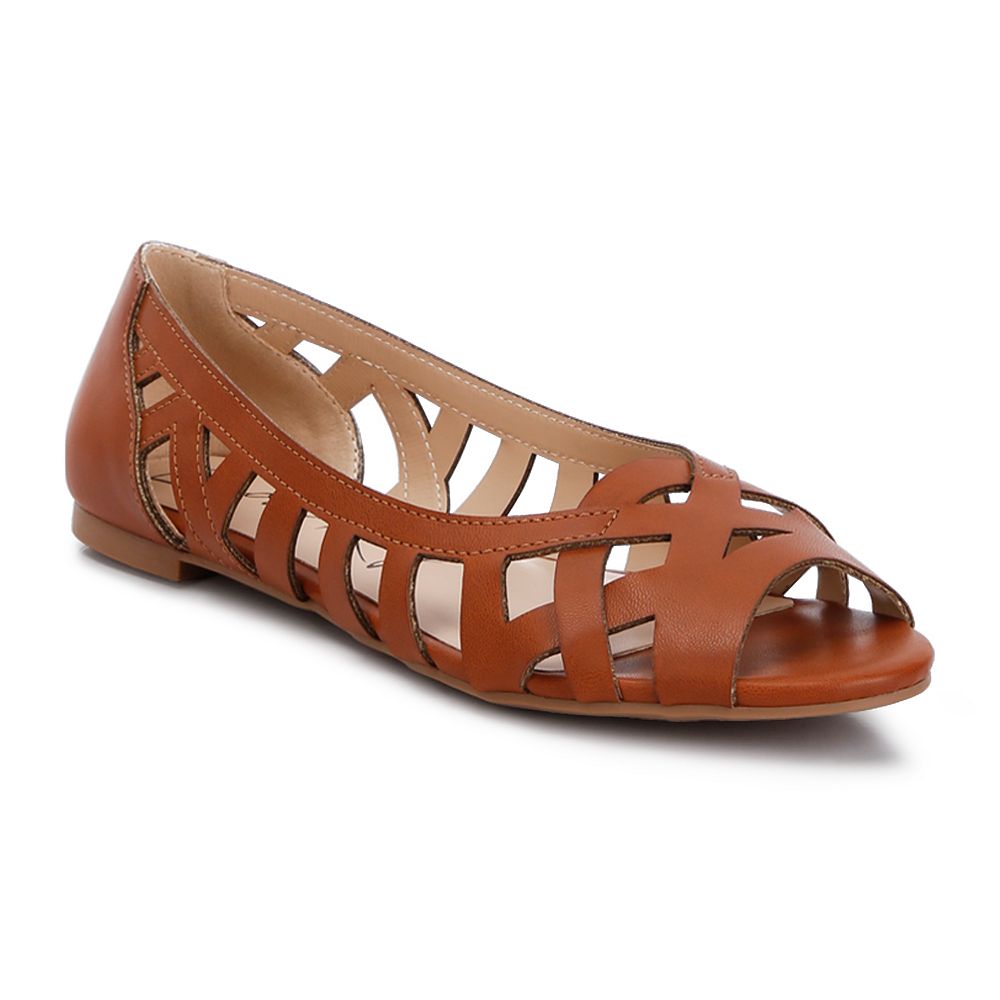 London Rag Moira Women's Woven Peep Toe Flats
