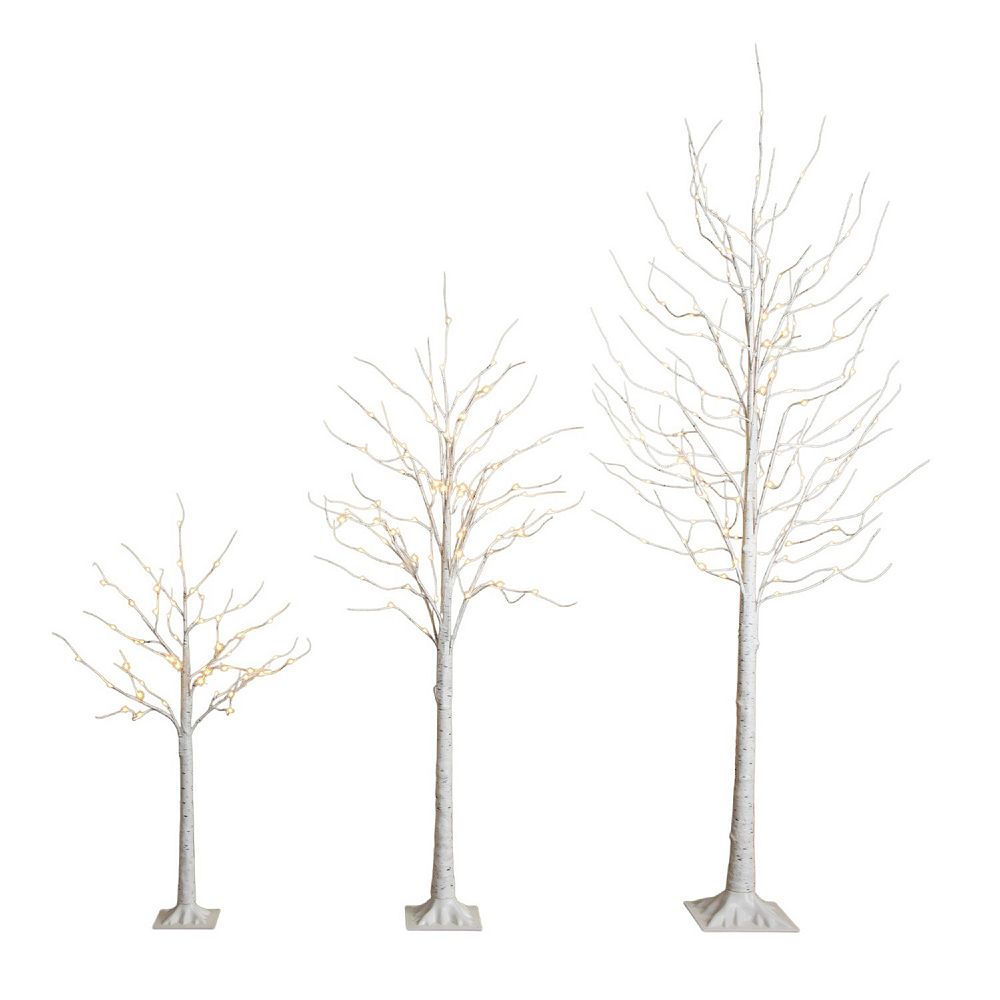 nearly natural 3-pc. Pre-Lit LED Artificial Birch Trees Set