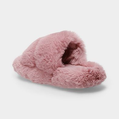 LC Lauren Conrad Riishi Two Band Women's Faux Fur Slide Slippers