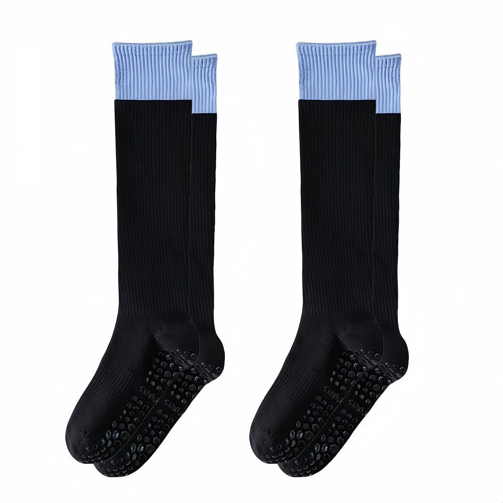 2-Pair Knee High Grip Bottom Socks with Ribbed Knit Design and ...