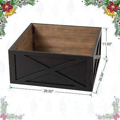 Glitzhome 26" L Wooden Tree Collar, Tree Base Cover Christmas Tree ...