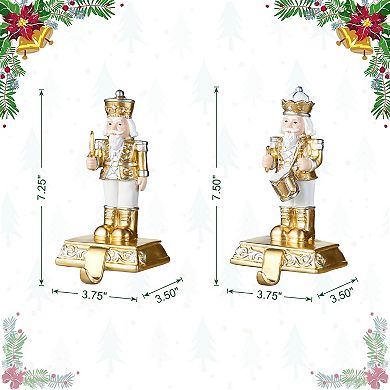 Glitzhome Set of 2 Nutcracker Stocking Holders, Christmas Resin ...