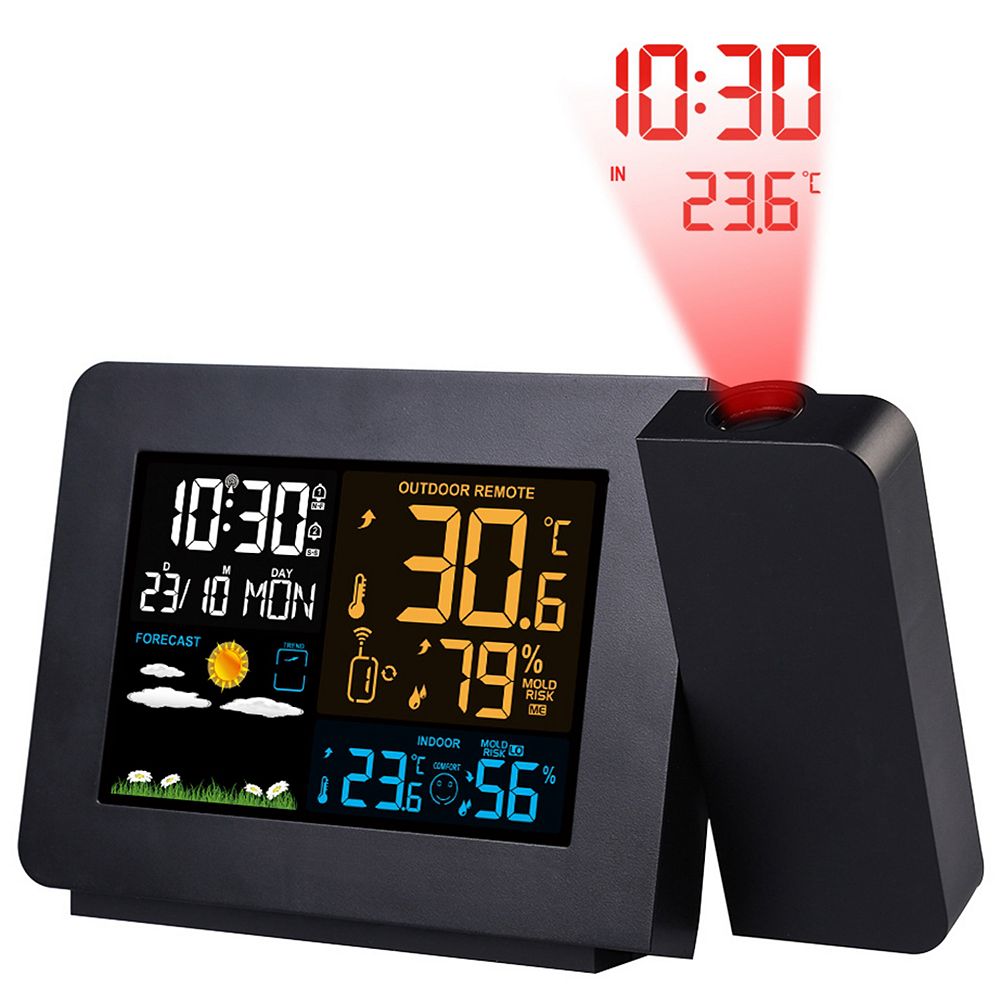 Atomic Projection Alarm Clock Radio Control Clock with Weather Station ...
