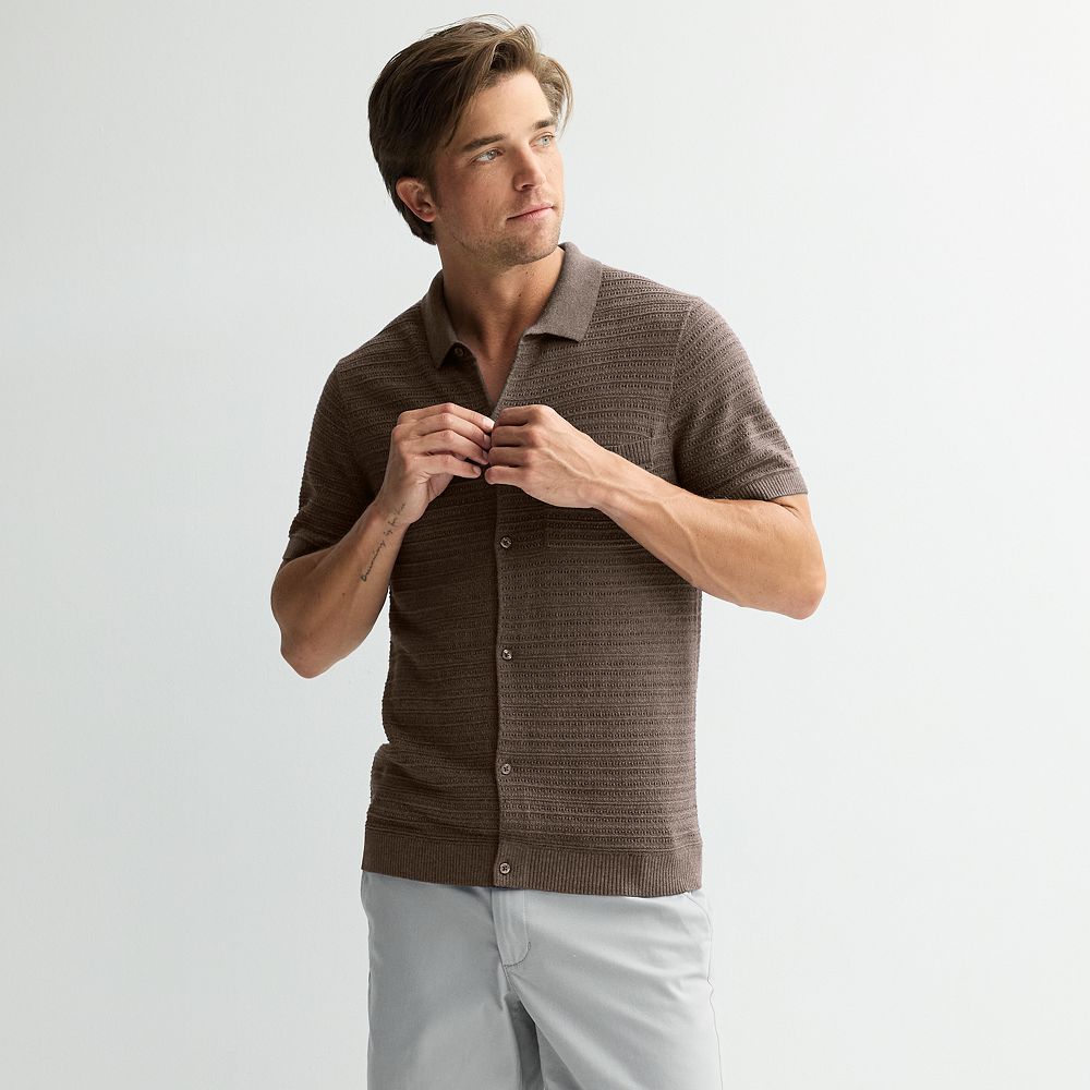 Men's Apt. 9® Openwork Full-Button Polo Shirt