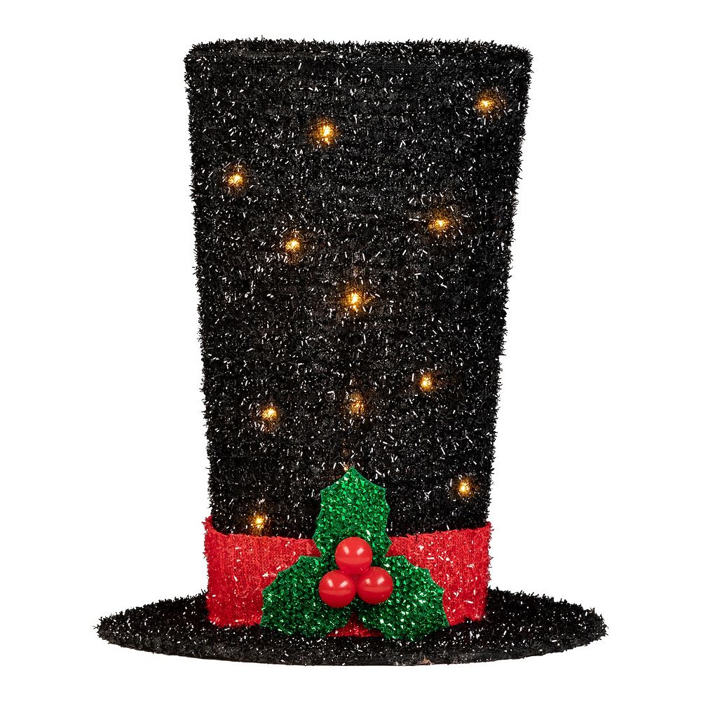Northlight Light-Up Tinsel Top Hat Christmas Tree Topper