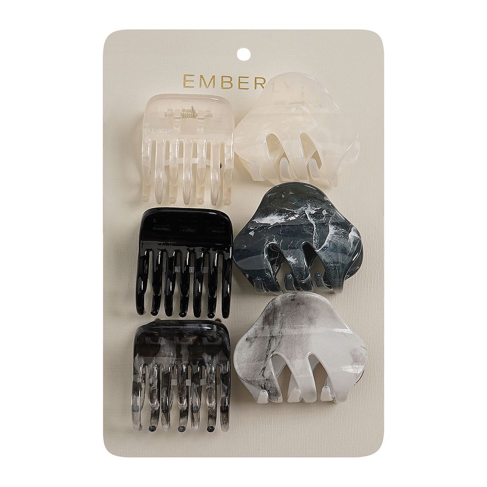 Emberly 6-Pk. Marble Mini Claw Clips