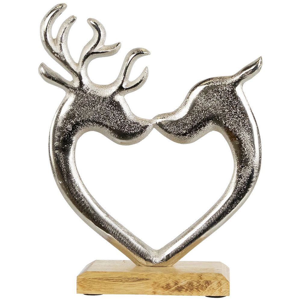 Northlight 10 Inch Heart Shaped Kissing Reindeer Metal Christmas Decoration
