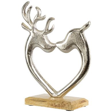 Northlight 10 Inch Heart Shaped Kissing Reindeer Metal Christmas Decoration
