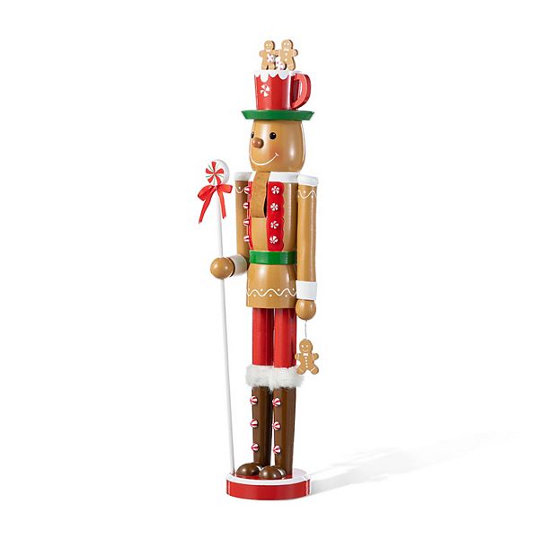 Glitzhome 24"H Gingerbread Man Nutcracker Decor, Wooden Christmas Porch ...