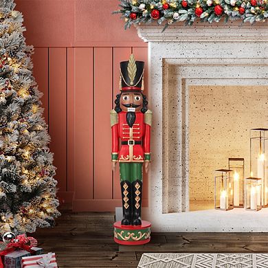 37 Inch Christmas Nutcracker Red/Green with Dark Skin