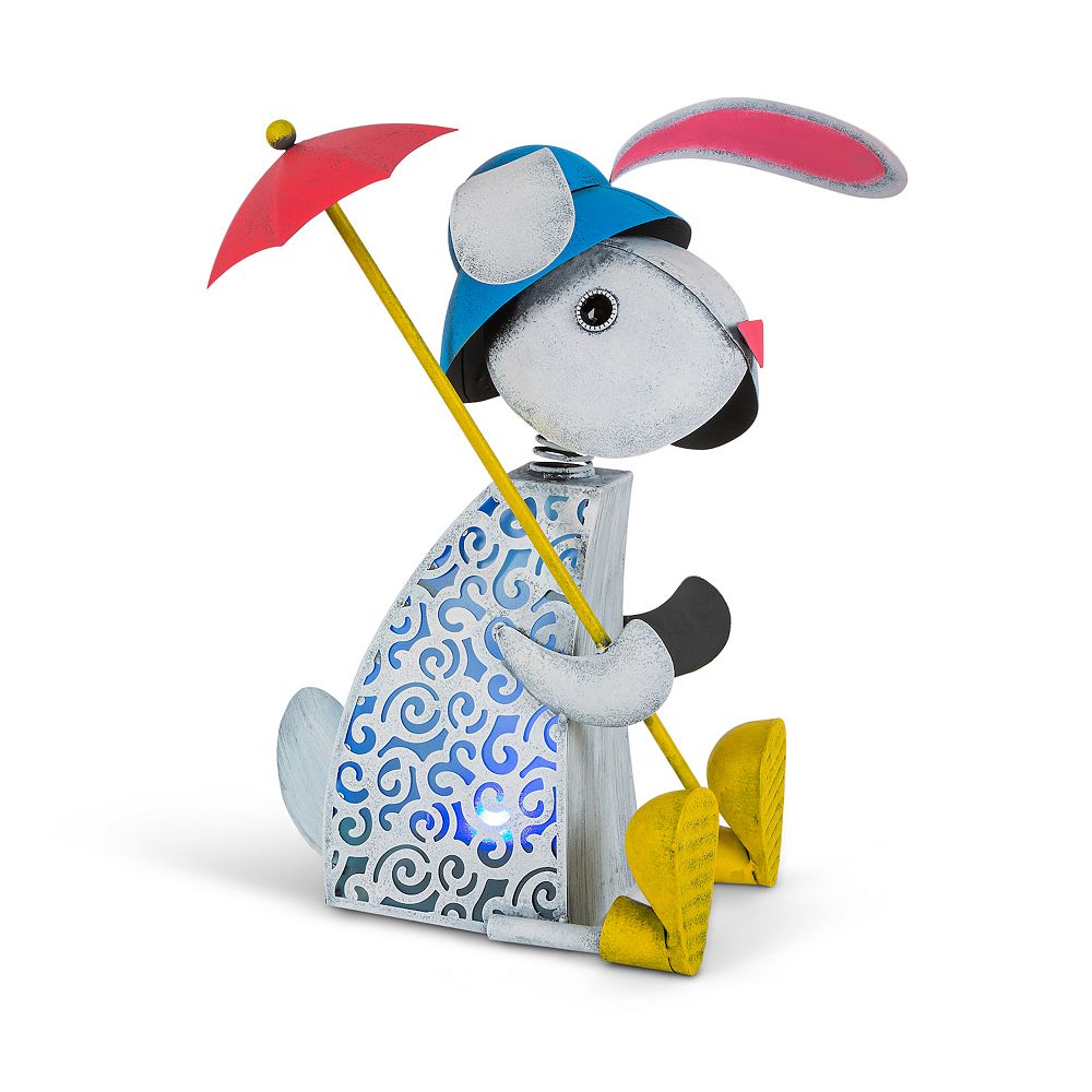 Gerson Solar Bunny with Umbrella LED Outdoor Decor