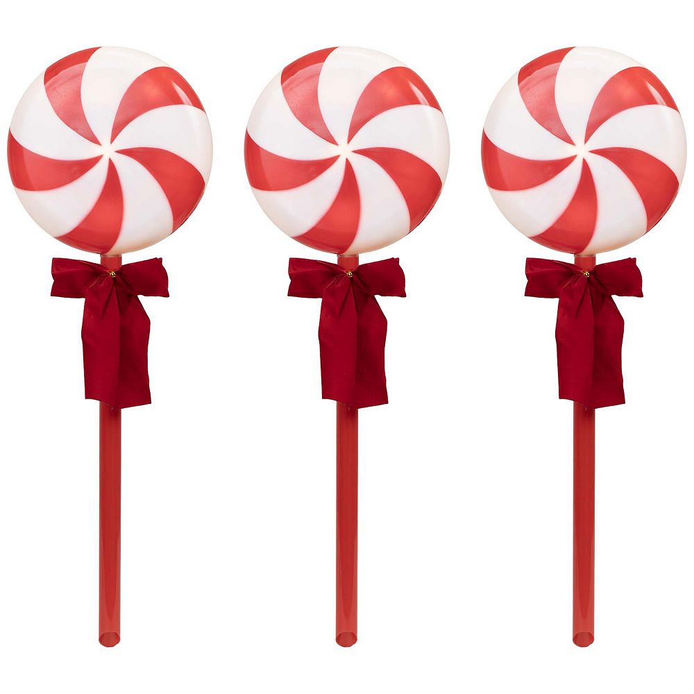 Northlight Lighted Peppermint Candy Outdoor Pathway Markers - 16 Inches ...
