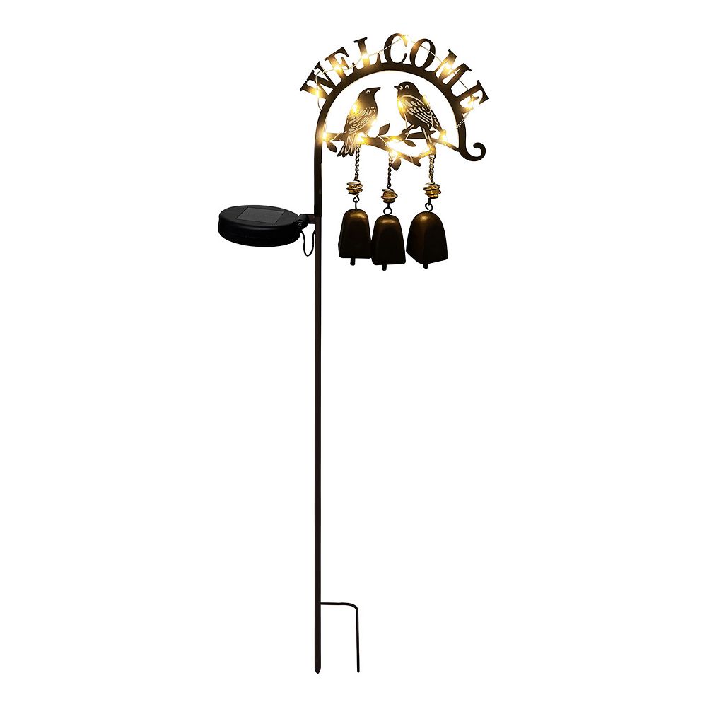 Crosslight Solar Light-Up Welcome Bell Outdoor Decor