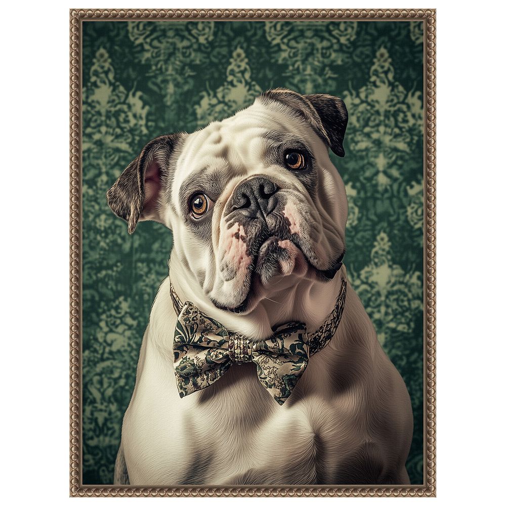 The Gentleman Bulldog by Mowzu Framed Canvas Wall Art Print