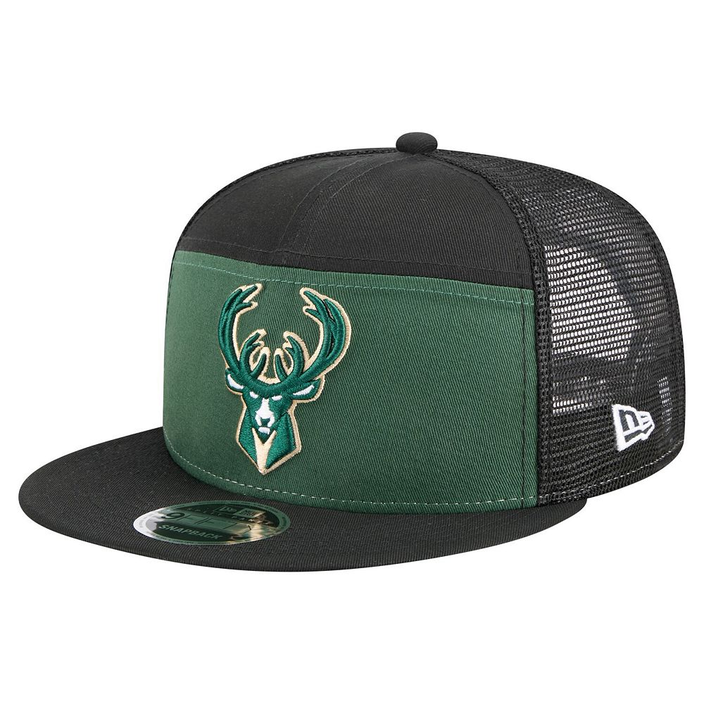 Men's New Era Hunter Green/Black Milwaukee Bucks Outdoor Split Panel ...