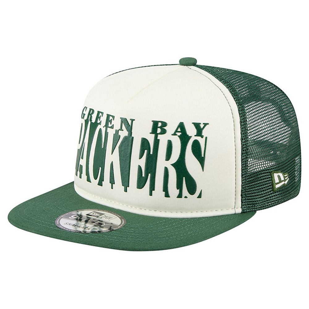 Men's New Era Cream/Green Green Bay Packers Cutout A-Frame 9FIFTY ...