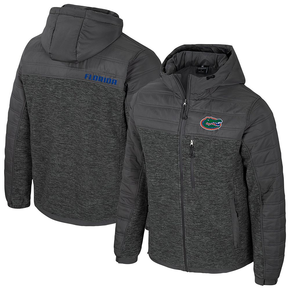 Men's Colosseum Charcoal Florida Gators Nightman Full-Zip Hoodie Puffer ...