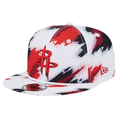 Men's New Era White Houston Rockets Paint 9FIFTY Snapback Hat