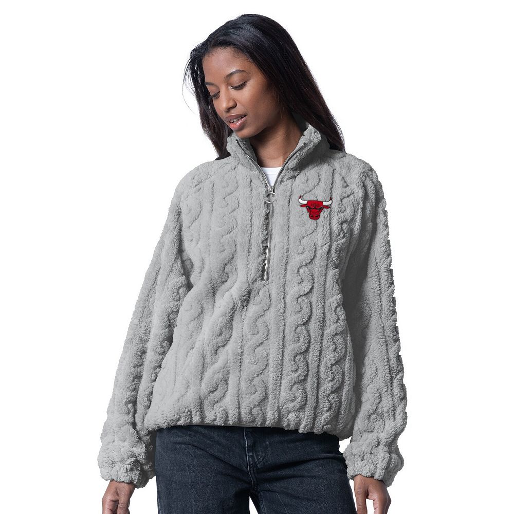 Women's G-III 4Her by Carl Banks Gray Chicago Bulls Champ Half-Zip Pullover