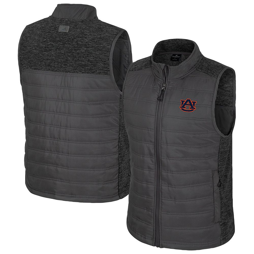Men's Colosseum Charcoal Auburn Tigers Nightman Full-Zip Puffer Vest