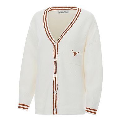 Women's ZooZatz Cream Texas Longhorns Striped Knit Button-Up Cardigan