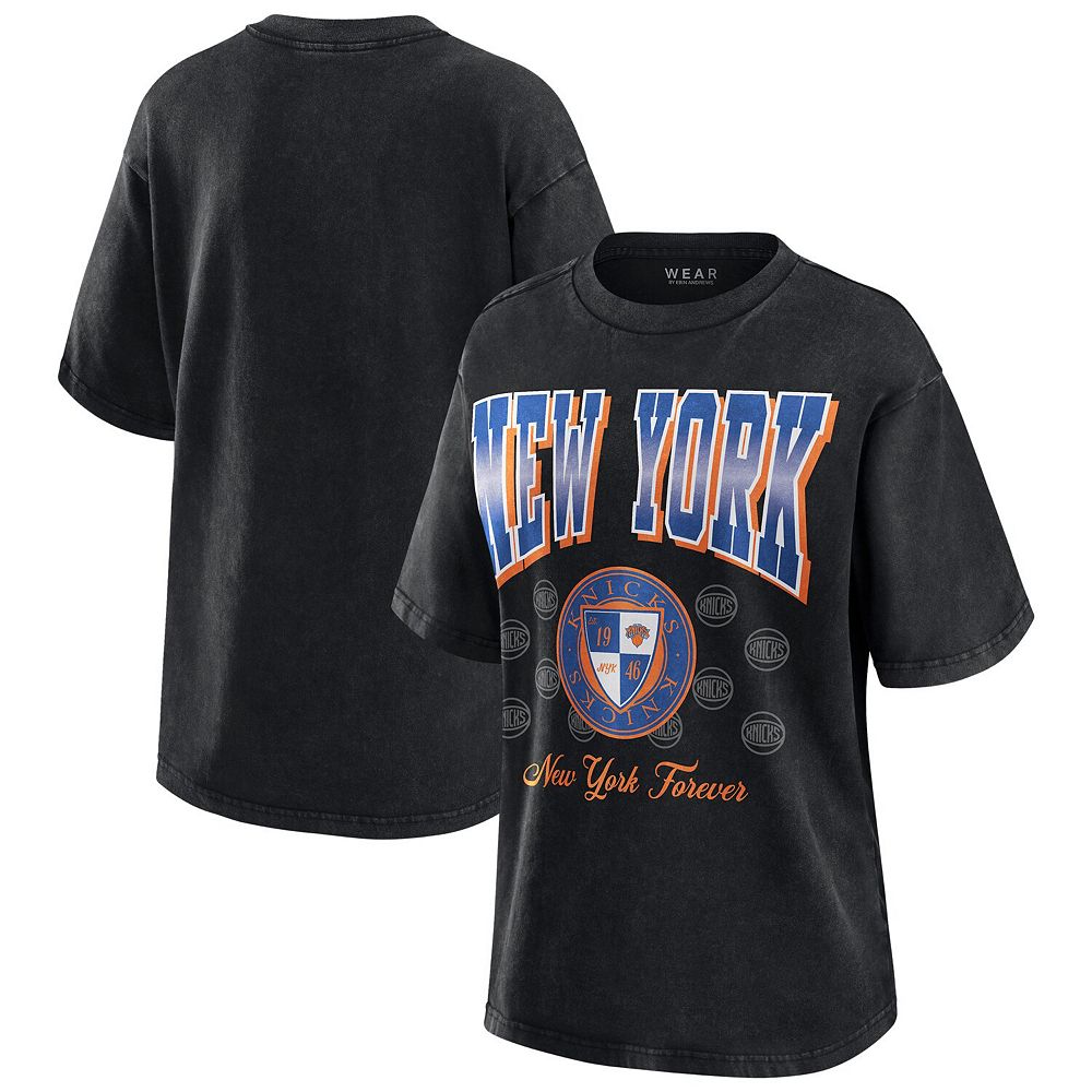 Women's WEAR by Erin Andrews Black New York Knicks Oversized Boyfriend ...