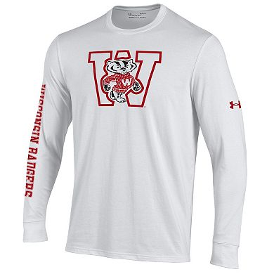 Men's Under Armour White Wisconsin Badgers Throwback Long Sleeve ...