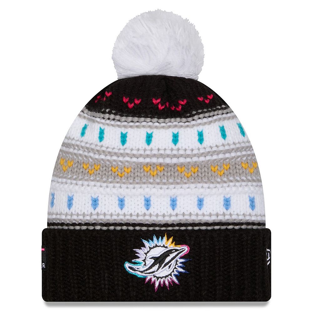 Women's New Era Black Miami Dolphins 2025 NFL Crucial Catch Cuffed Knit ...