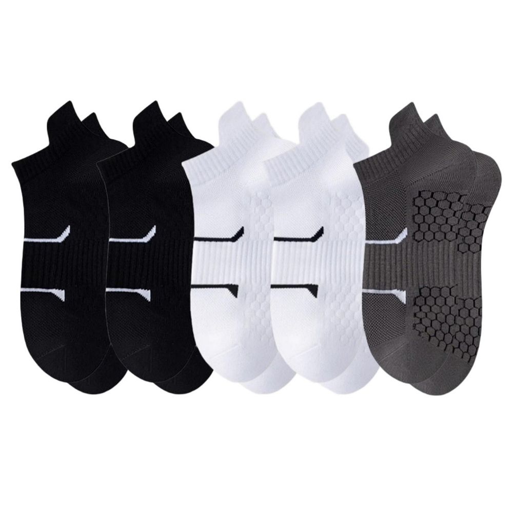 Men's Cushioned Low Cut Grip Socks 5-Pack with Arch Support and ...