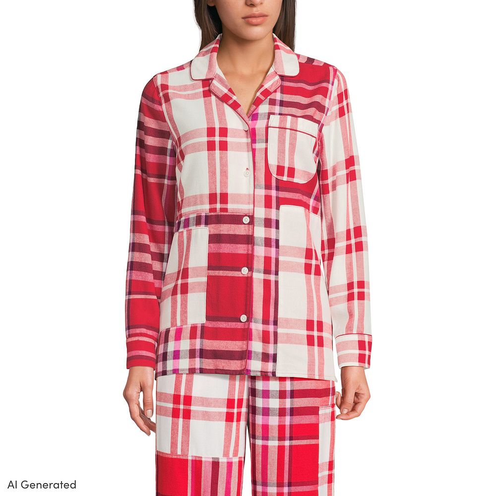 Petite Lands' End Long Sleeve Flannel Pajama Top