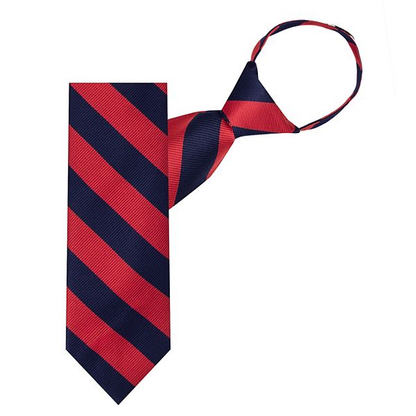 Jacob Alexander Boys' 14" College Stripe Pre-Tied Zipper Necktie