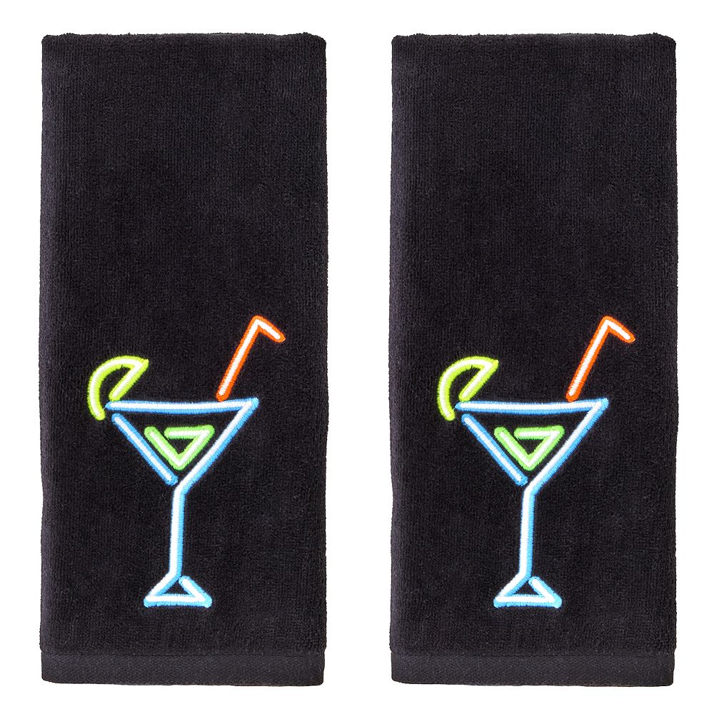 SKL Home 2-piece Neon Cocktail Embroidered Hand Towel Set