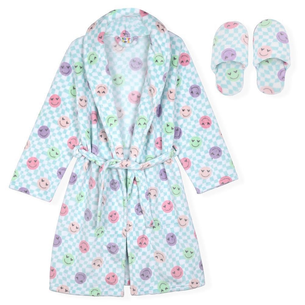 Sleep On It Girls Plush Flannel Fleece Collar Robe Set with Matching ...