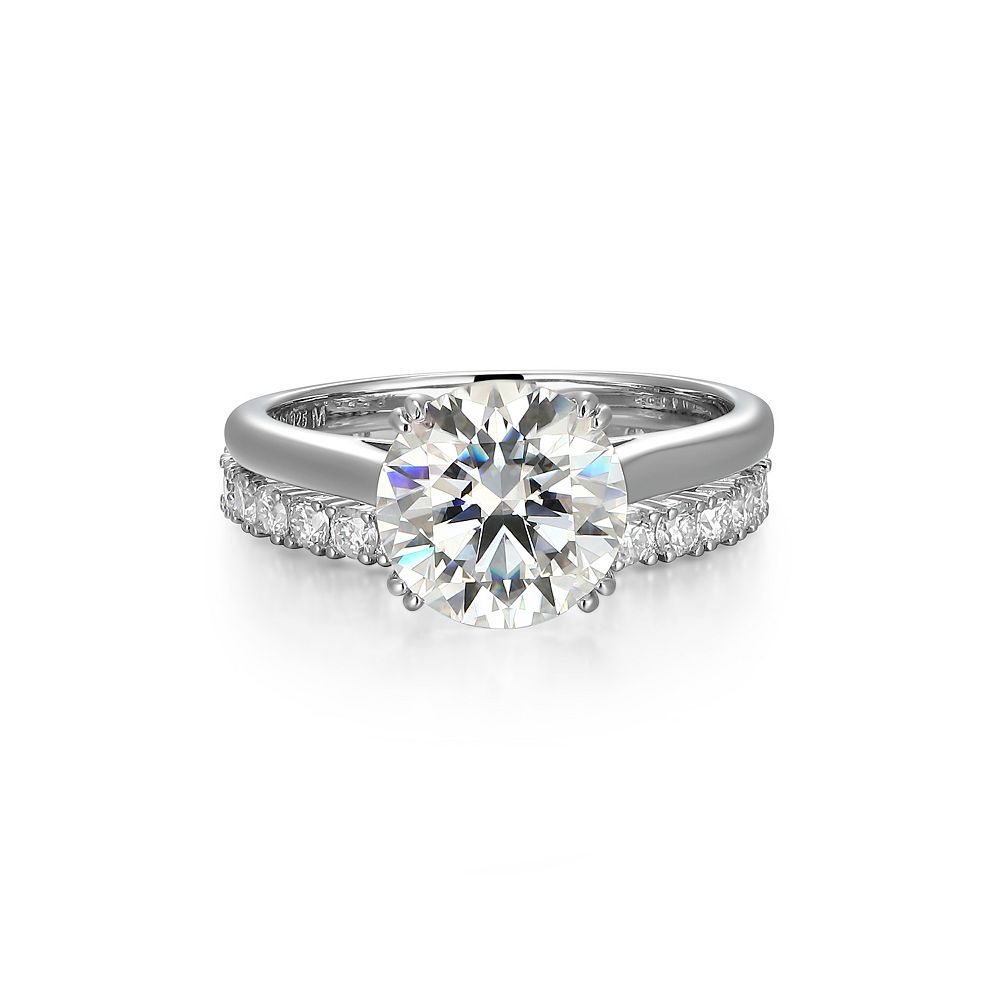 Classic Treasures Sterling Silver Lab-Created Moissanite Engagement ...
