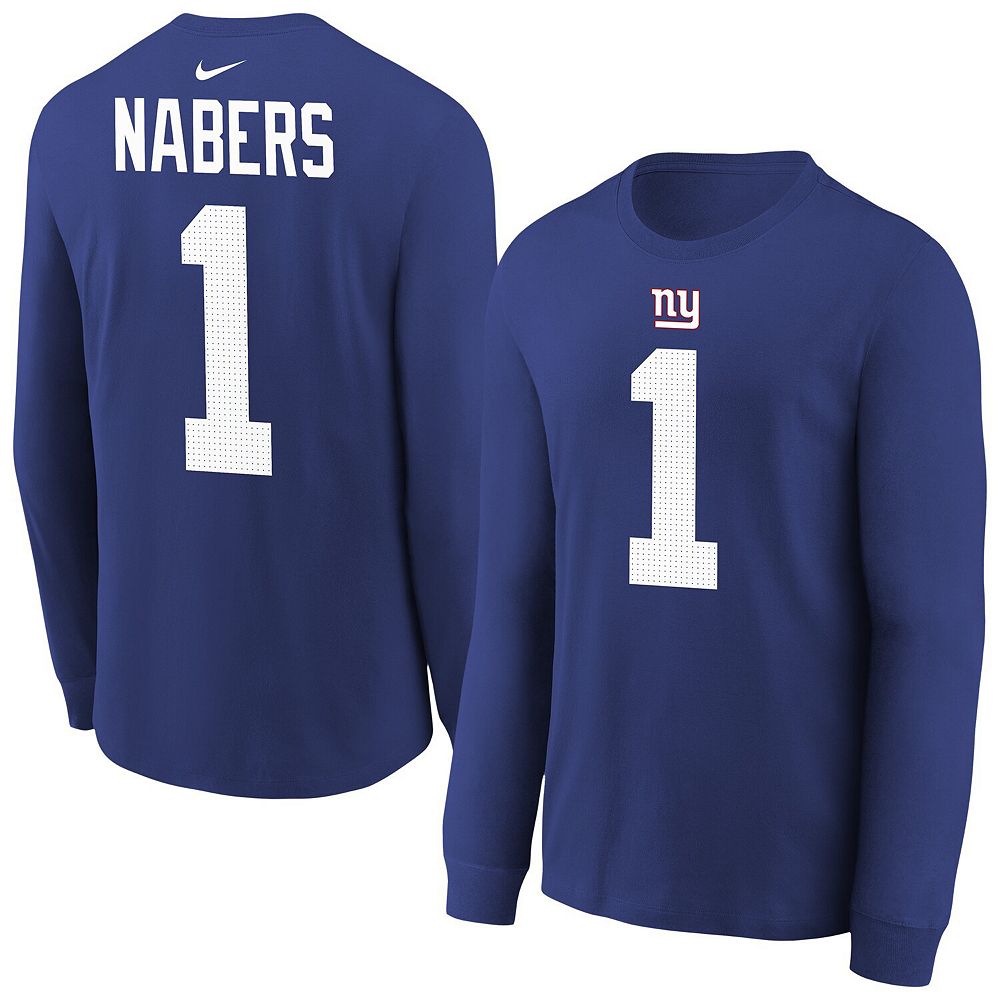 Youth Nike Malik Nabers Royal New York Giants Player Name & Number Long Sleeve T-Shirt