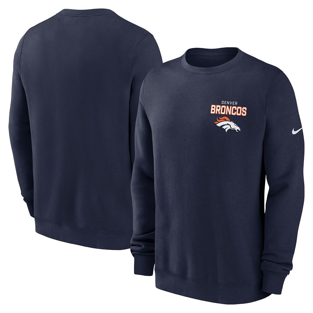 Men's Nike Navy Denver Broncos Primetime Club Fleece Pullover Sweatshirt