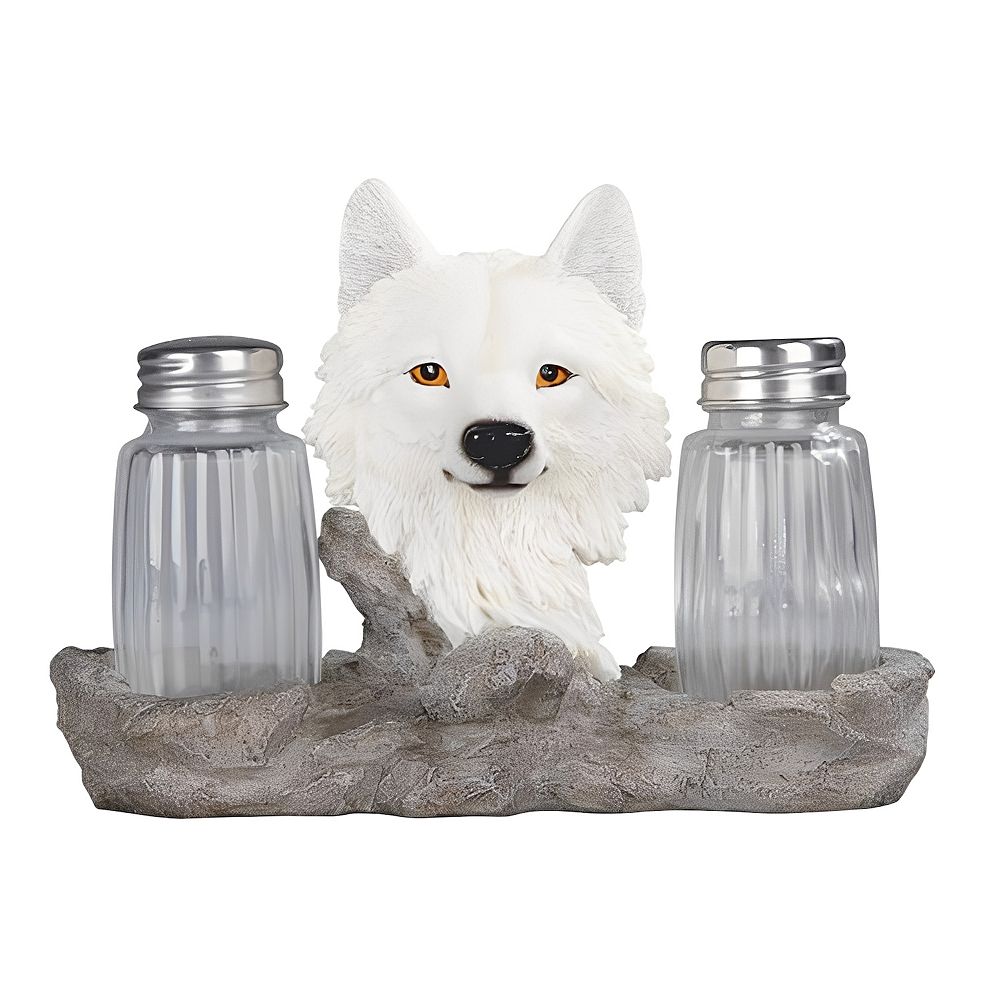 FC Design 6.75"W White Wolf Salt & Pepper Shaker Holder Decoration Home ...