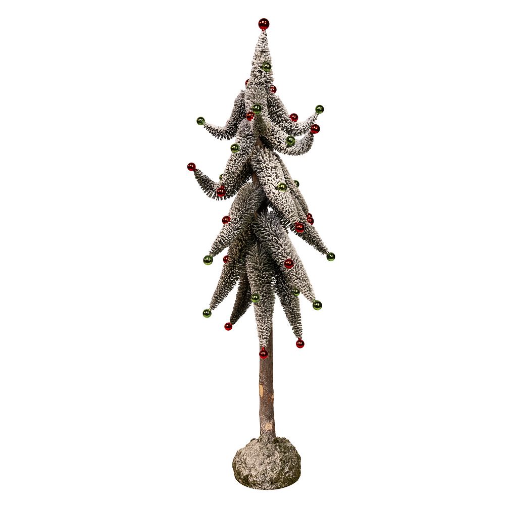 Kurt Adler Snowy Curly Tree with Mini Bells Table Decor