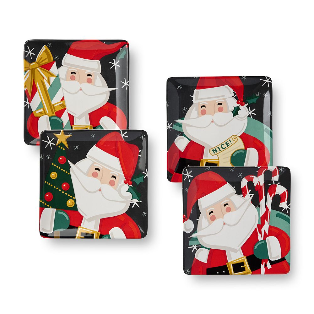 Certified International Christmas Whimsy Set of 4 Dessert Plates 8.5 Inches
