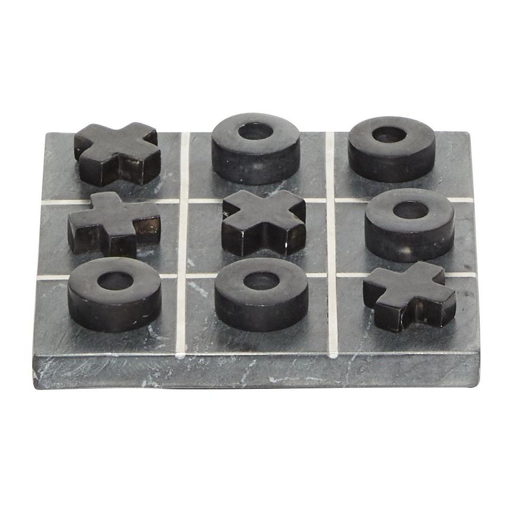 Stella & Eve Marble Game Set with Silver Metal Accents Table Decor
