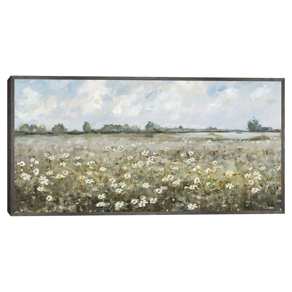 Masterpiece Perfect White Pinwheels Framed Canvas Wall Art