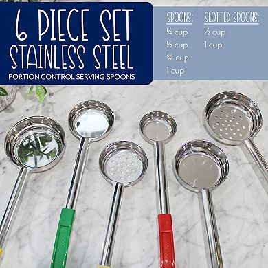 Portion Control Serving Spoons, 6pc; Kitchen Tools from 1/4 to 1 Cup