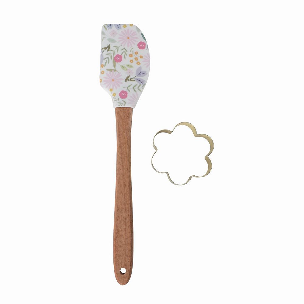 Enchante Large Spatula & Flower-Shaped Cookie Cutter Set of 2 Baking Tools