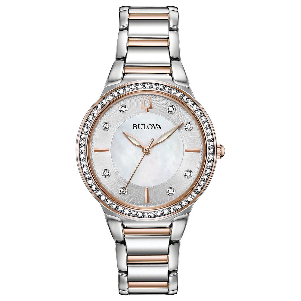 Bulova Women's Two-Tone Stainless Steel Crystal Mother-of-Pearl Dial ...