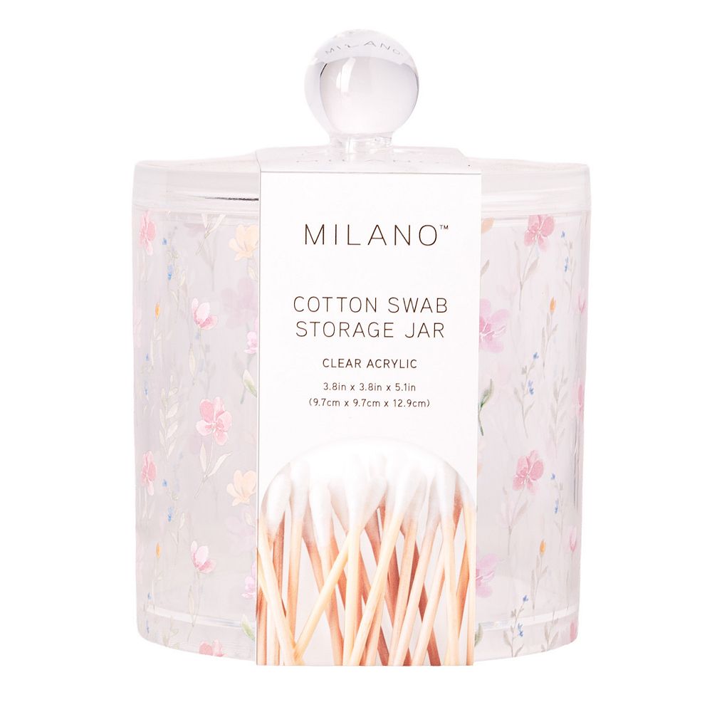 Milano Floral Print Cotton Swab Storage Jar