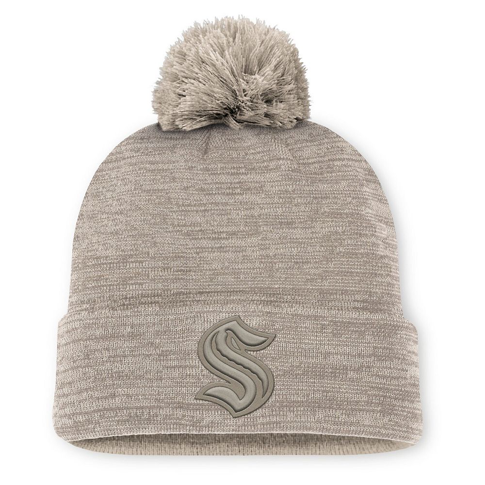 Men's Fanatics Tan Seattle Kraken Authentic Pro Road Cuffed Knit Hat ...