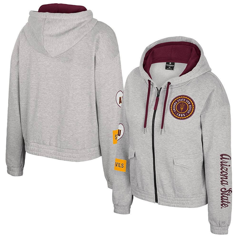 Women's Colosseum Gray Arizona State Sun Devils Alfie Full-Zip Hoodie ...